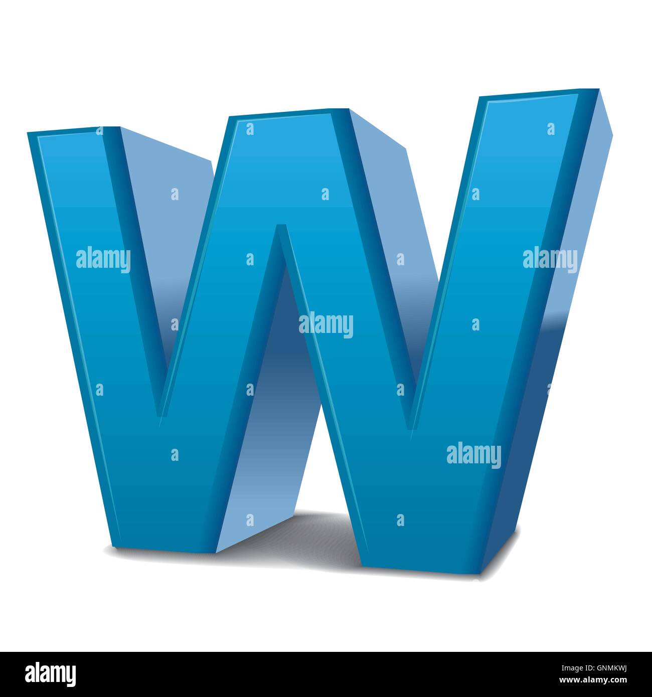 3D image blue letter W isolated on white background Stock Vector Image ...