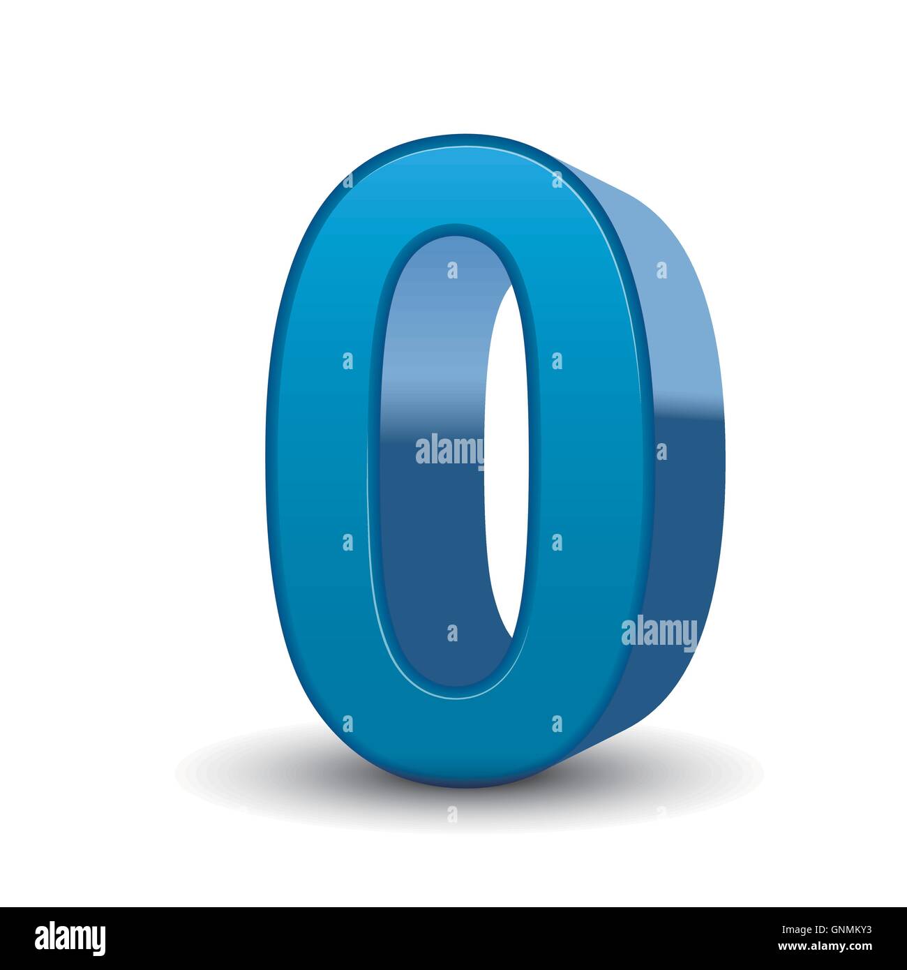 3D image shiny blue number 0 isolated on white background Stock Vector ...