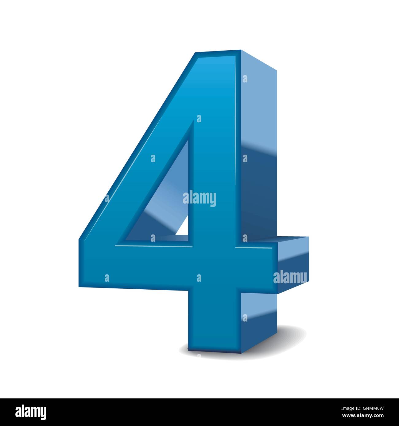 3D image shiny blue number 4 isolated on white background Stock Vector ...