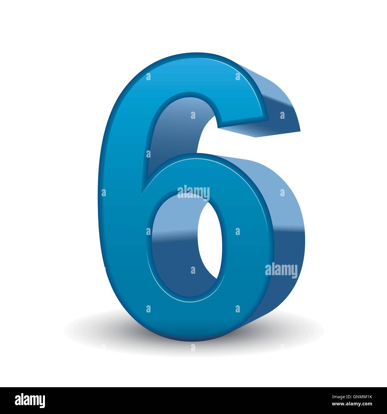 3D image shiny blue number 6 isolated on white background Stock Vector ...