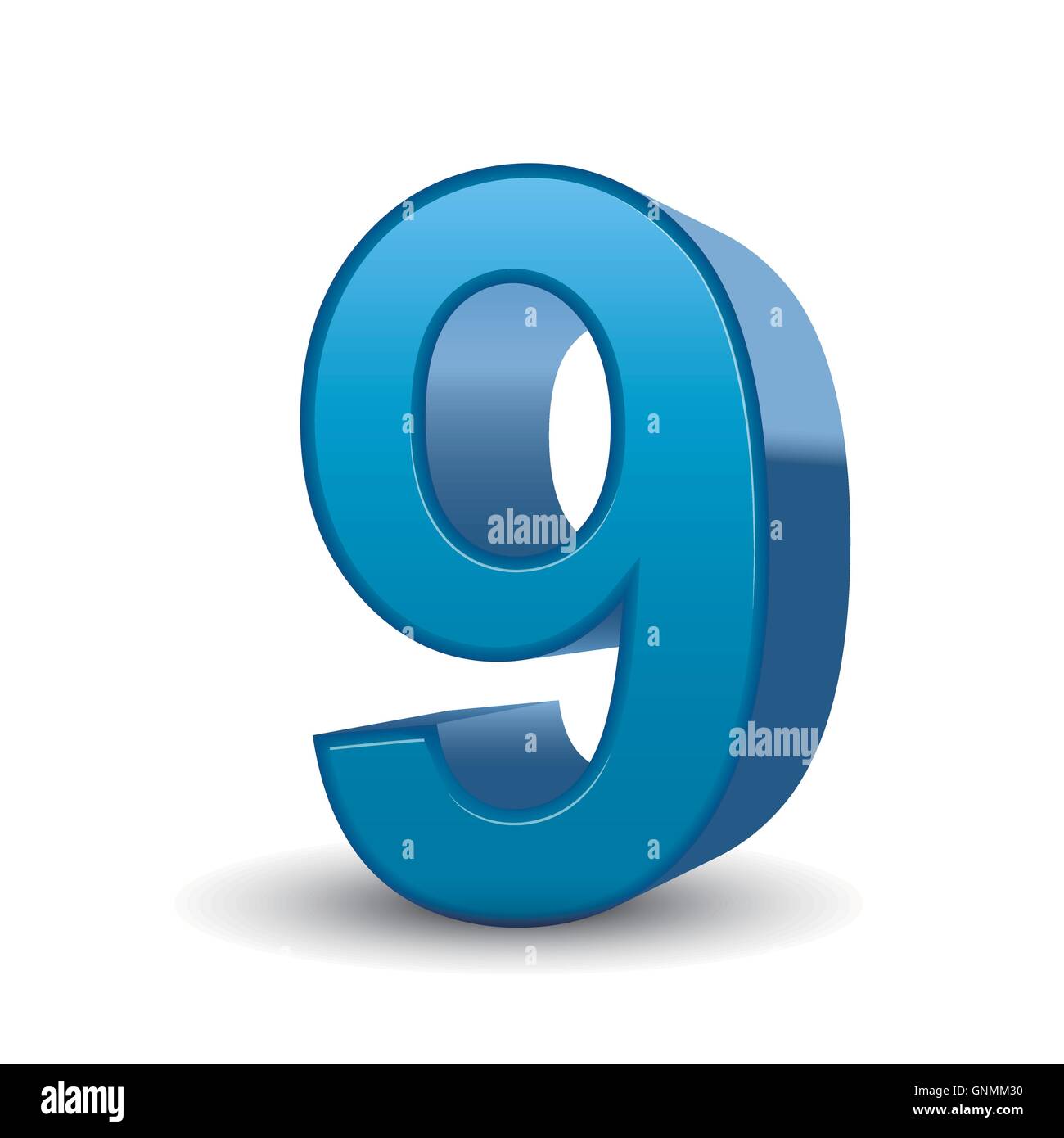 3D image shiny blue number 9 isolated on white background Stock Vector ...