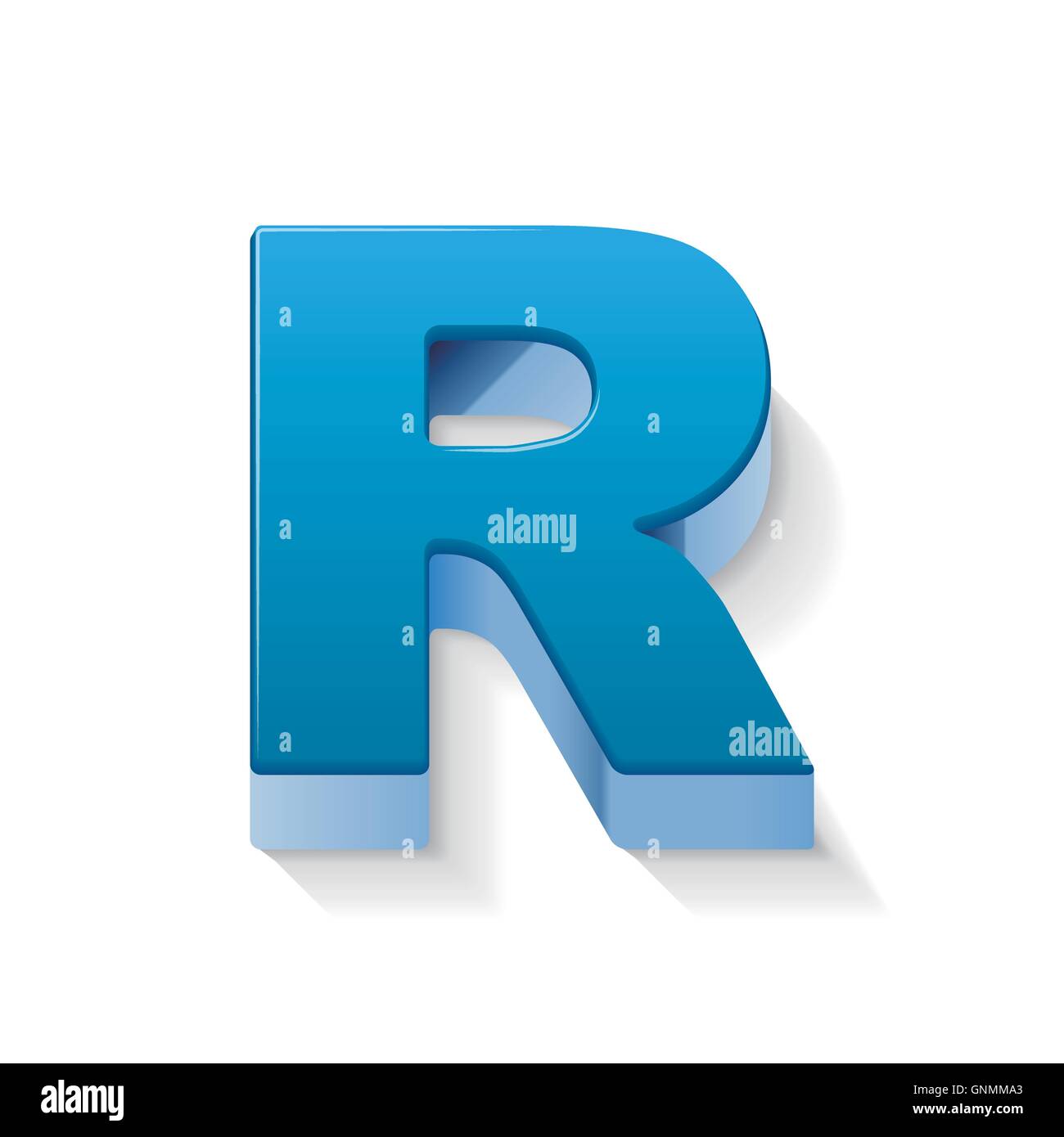 3D image blue letter R isolated on white background Stock Vector Image ...