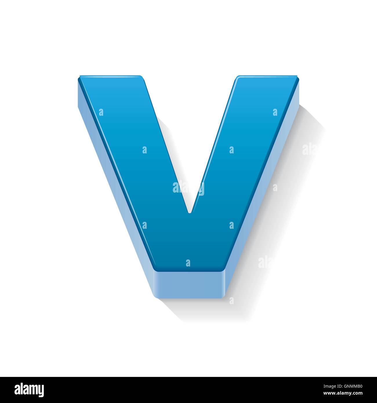 3D image blue letter V isolated on white background Stock Vector Image ...