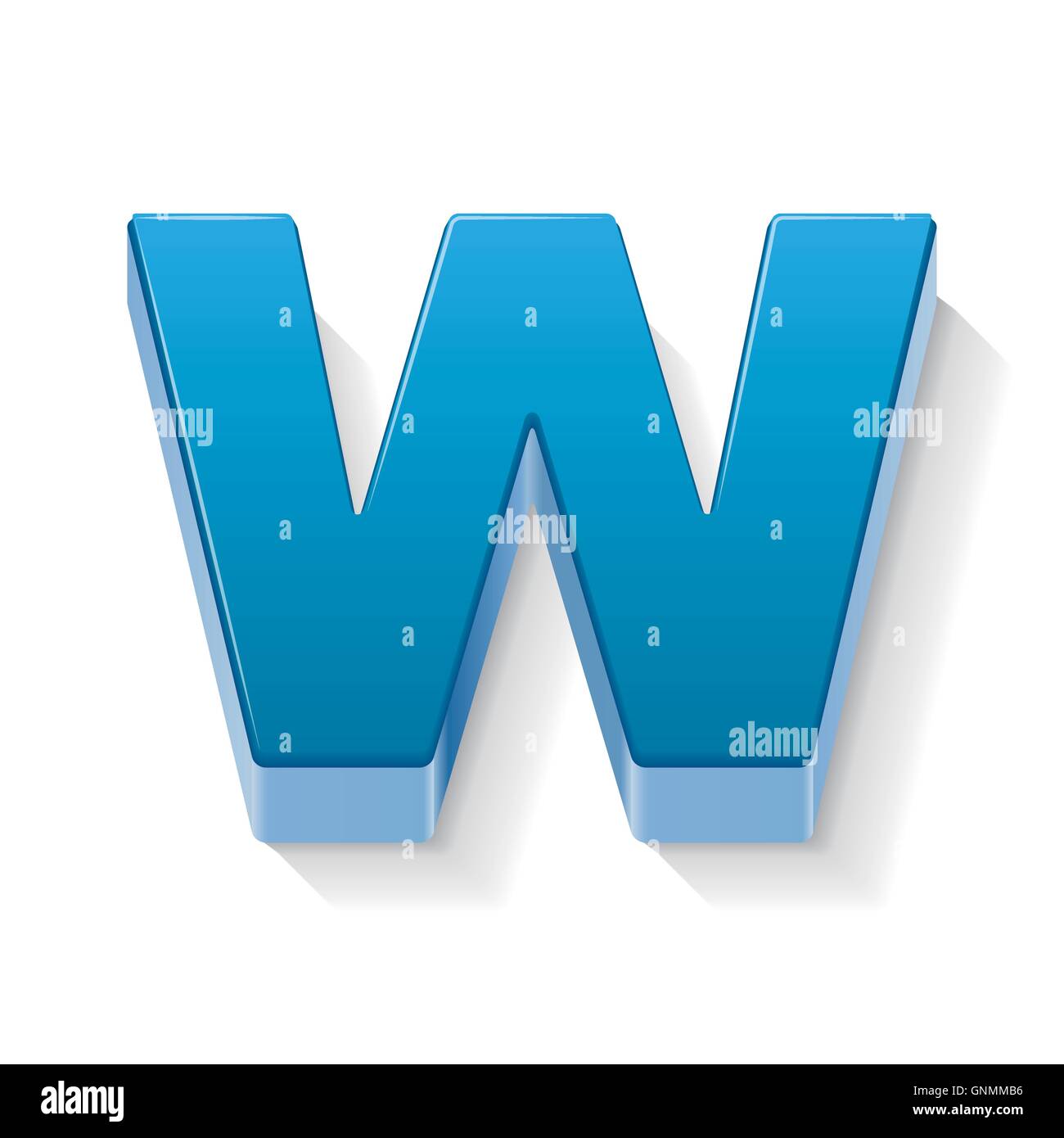 3D image blue letter W isolated on white background Stock Vector Image ...