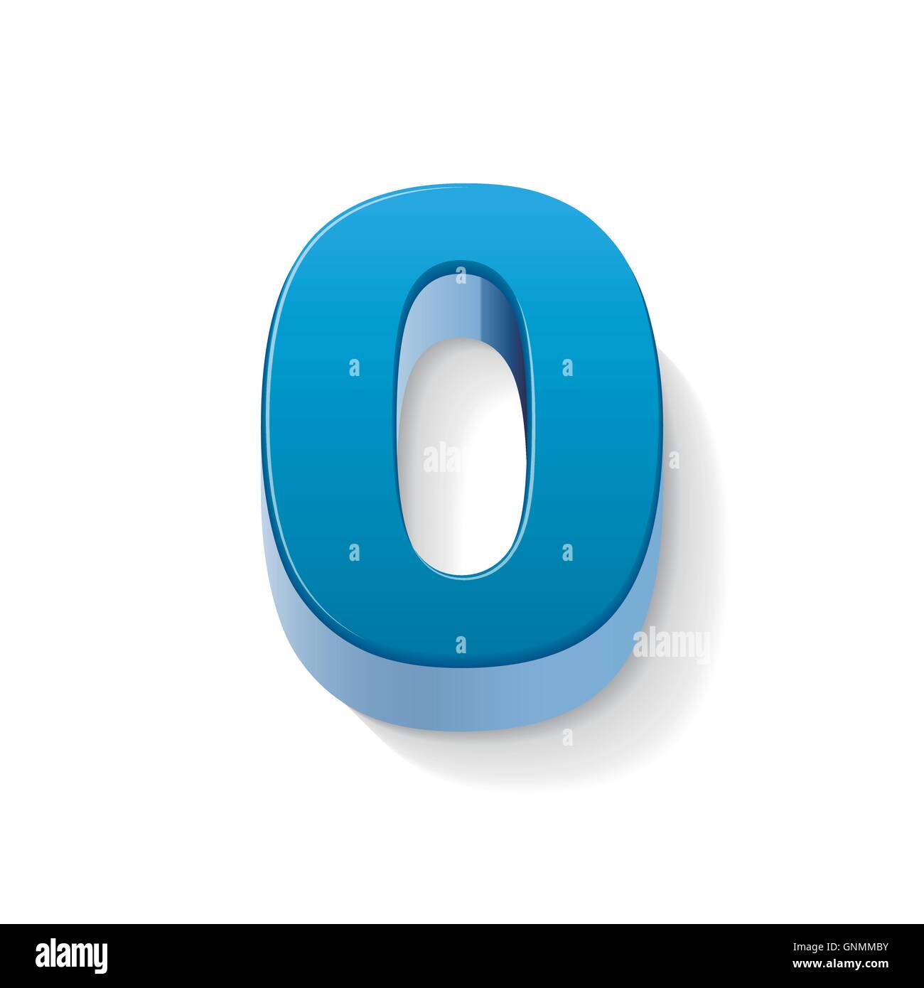 3D image shiny blue number 0 isolated on white background Stock Vector ...