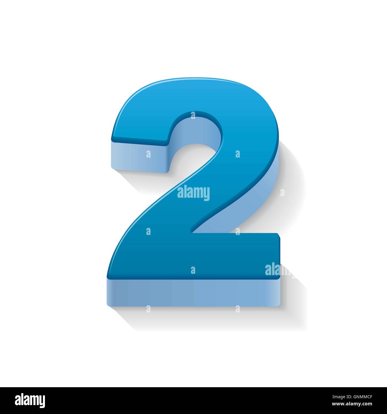 3D image shiny blue number 2 isolated on white background Stock Vector ...