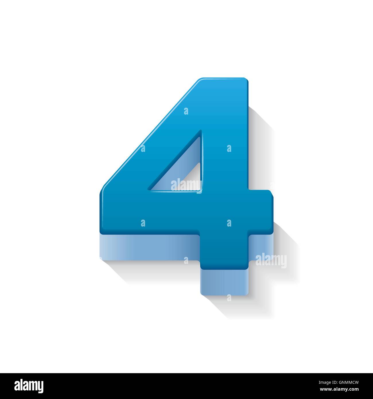 3D image shiny blue number 4 isolated on white background Stock Vector ...
