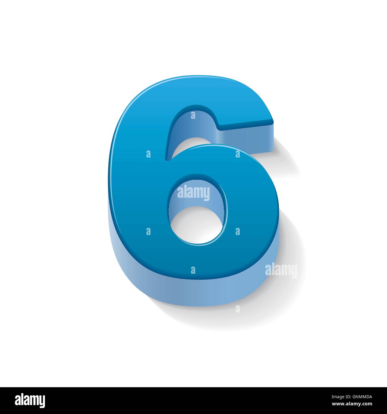 3D image shiny blue number 6 isolated on white background Stock Vector ...
