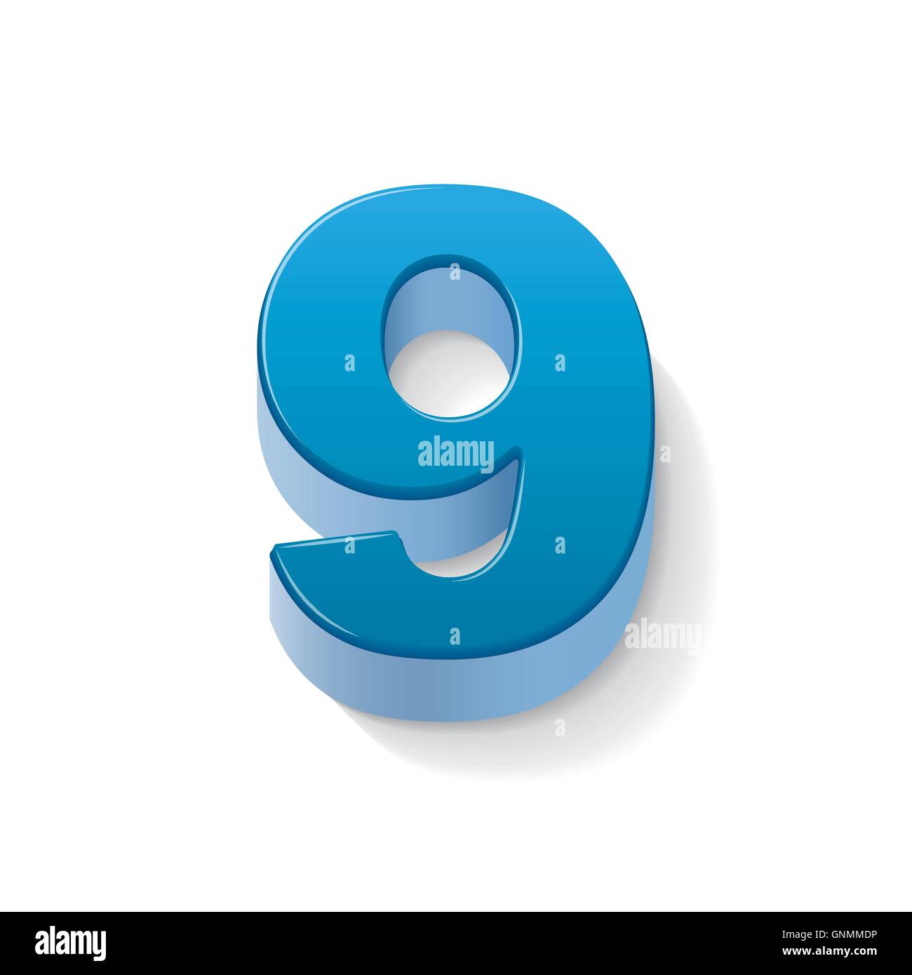 3D image shiny blue number 9 isolated on white background Stock Vector ...