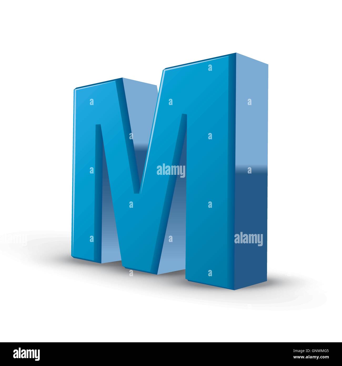 3D image blue letter M isolated on white background Stock Vector Image ...