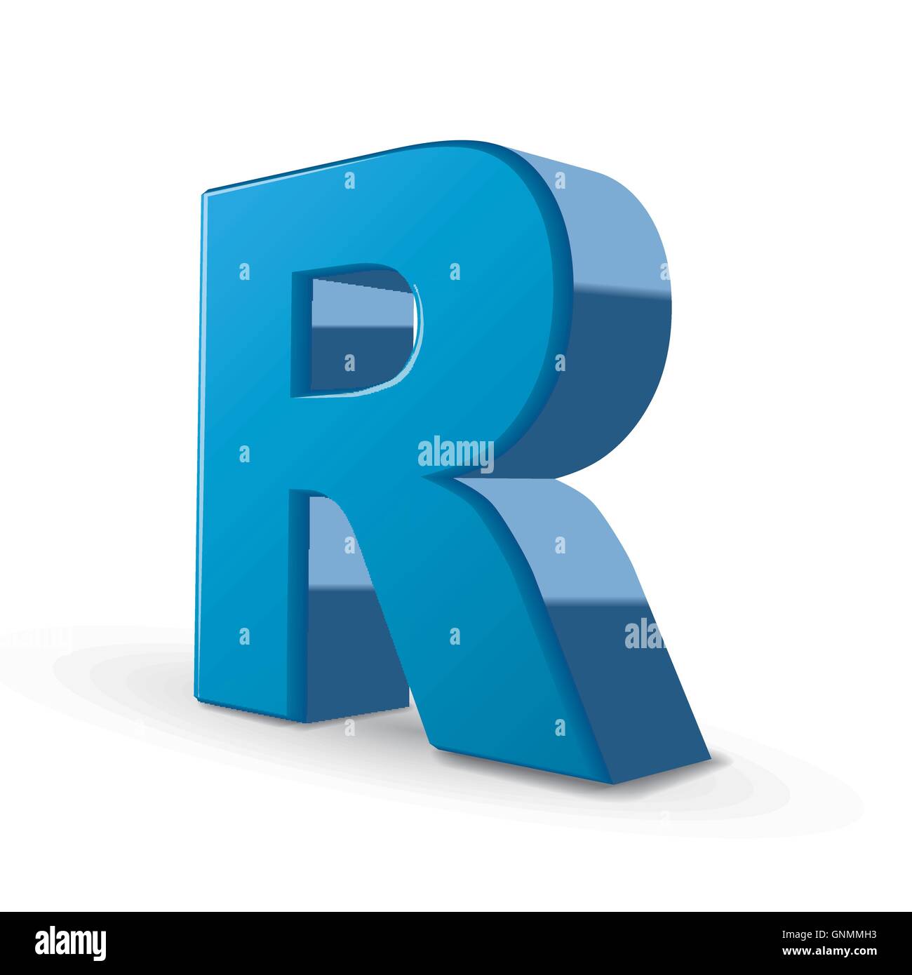 3D image blue letter R isolated on white background Stock Vector Image ...