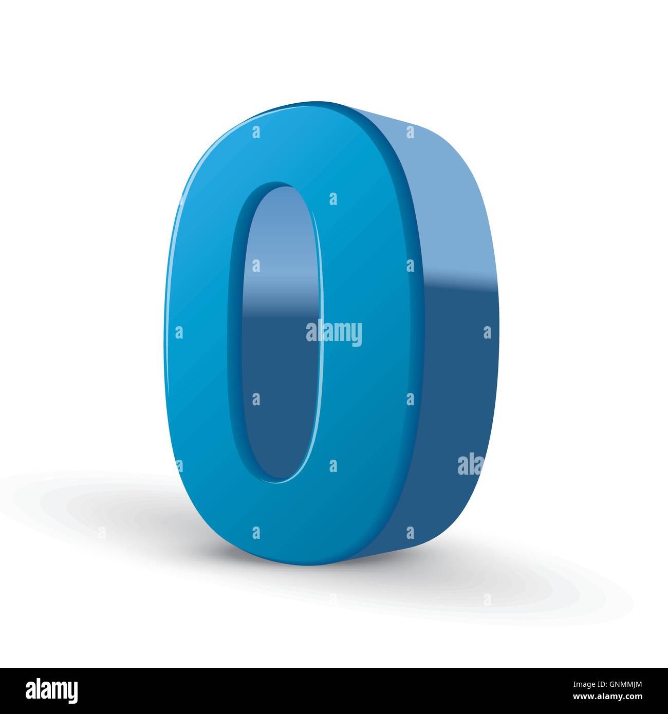 3D image shiny blue number 0 isolated on white background Stock Vector ...