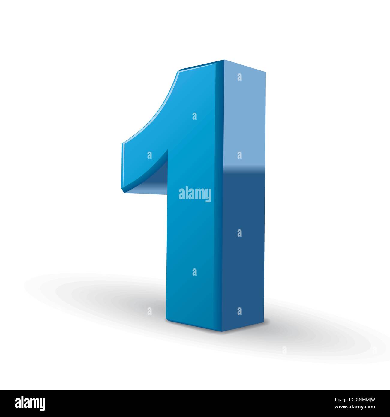 3D image shiny blue number 1 isolated on white background Stock Vector ...