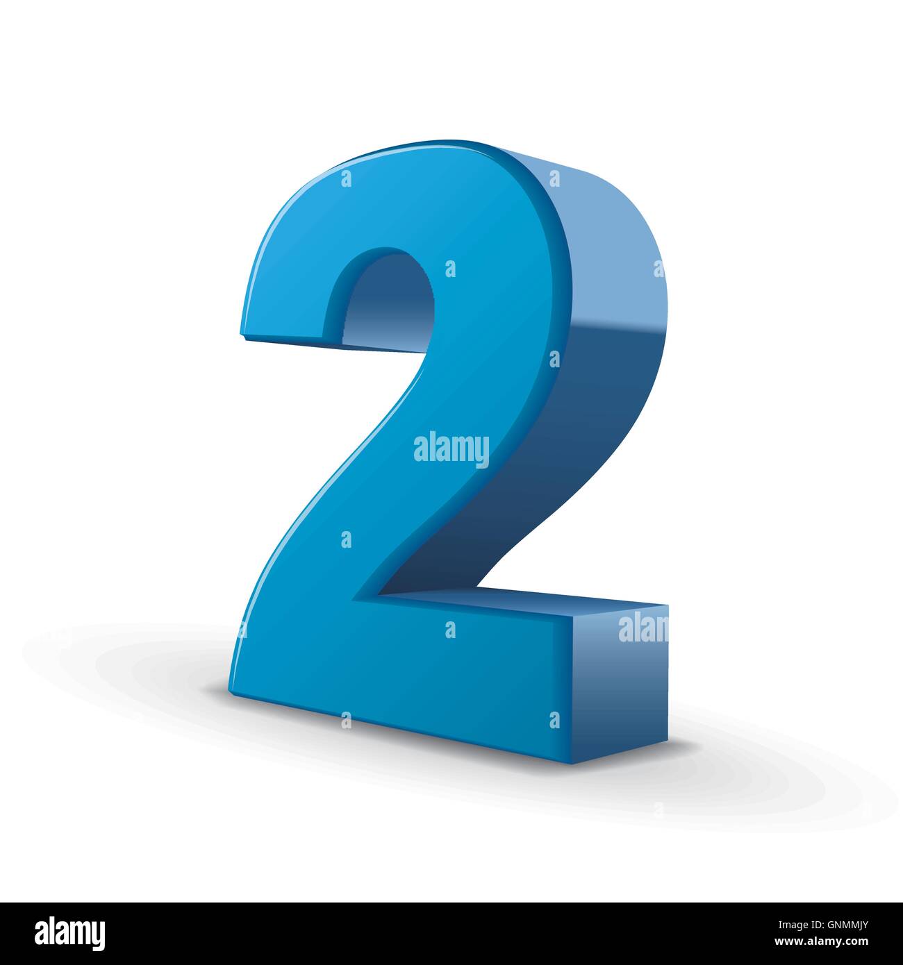 3D image shiny blue number 2 isolated on white background Stock Vector ...