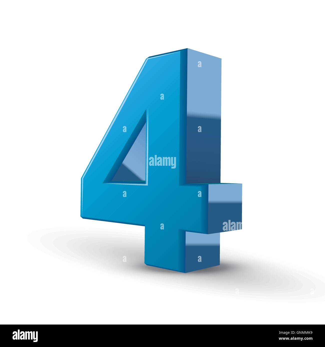 3D image shiny blue number 4 isolated on white background Stock Vector ...
