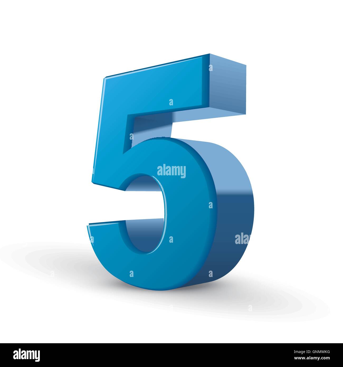 3D image shiny blue number 5 isolated on white background Stock Vector ...