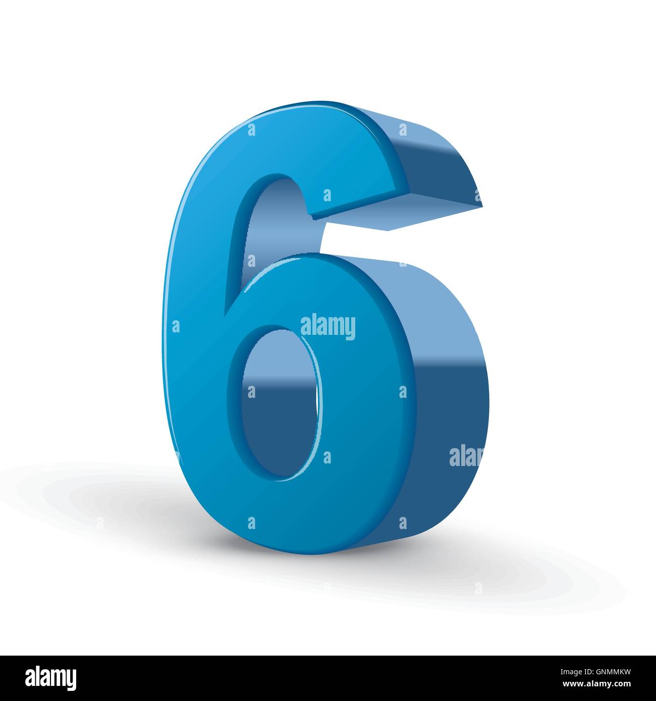 3D image shiny blue number 6 isolated on white background Stock Vector ...