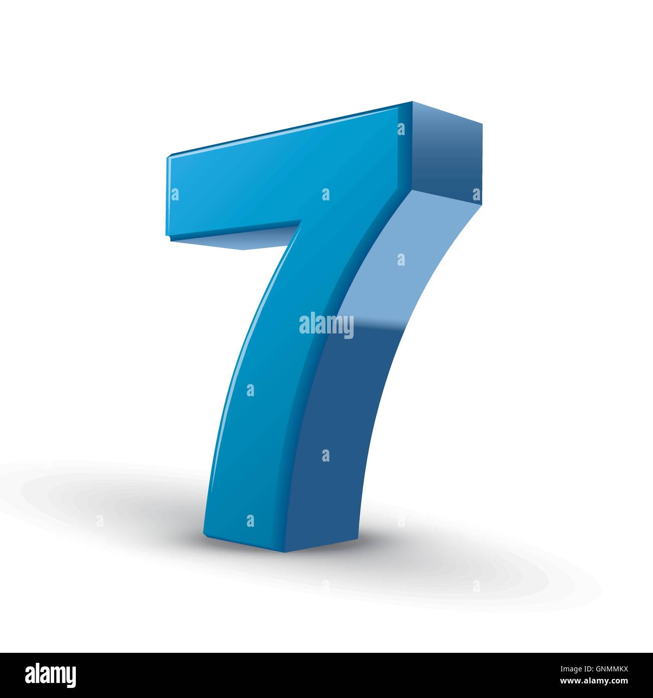 3D image shiny blue number 7 isolated on white background Stock Vector ...