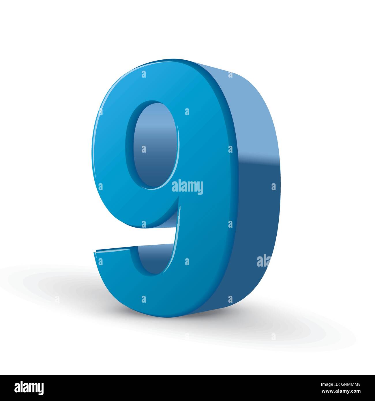 3D image shiny blue number 9 isolated on white background Stock Vector ...