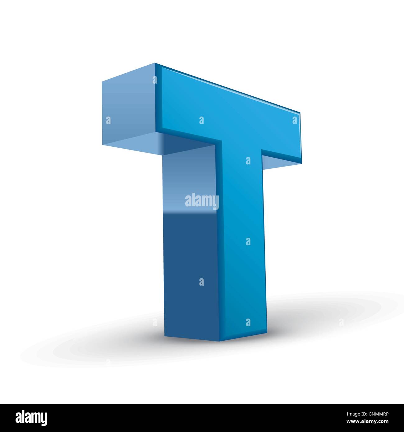 3D image blue letter T isolated on white background Stock Vector Image ...
