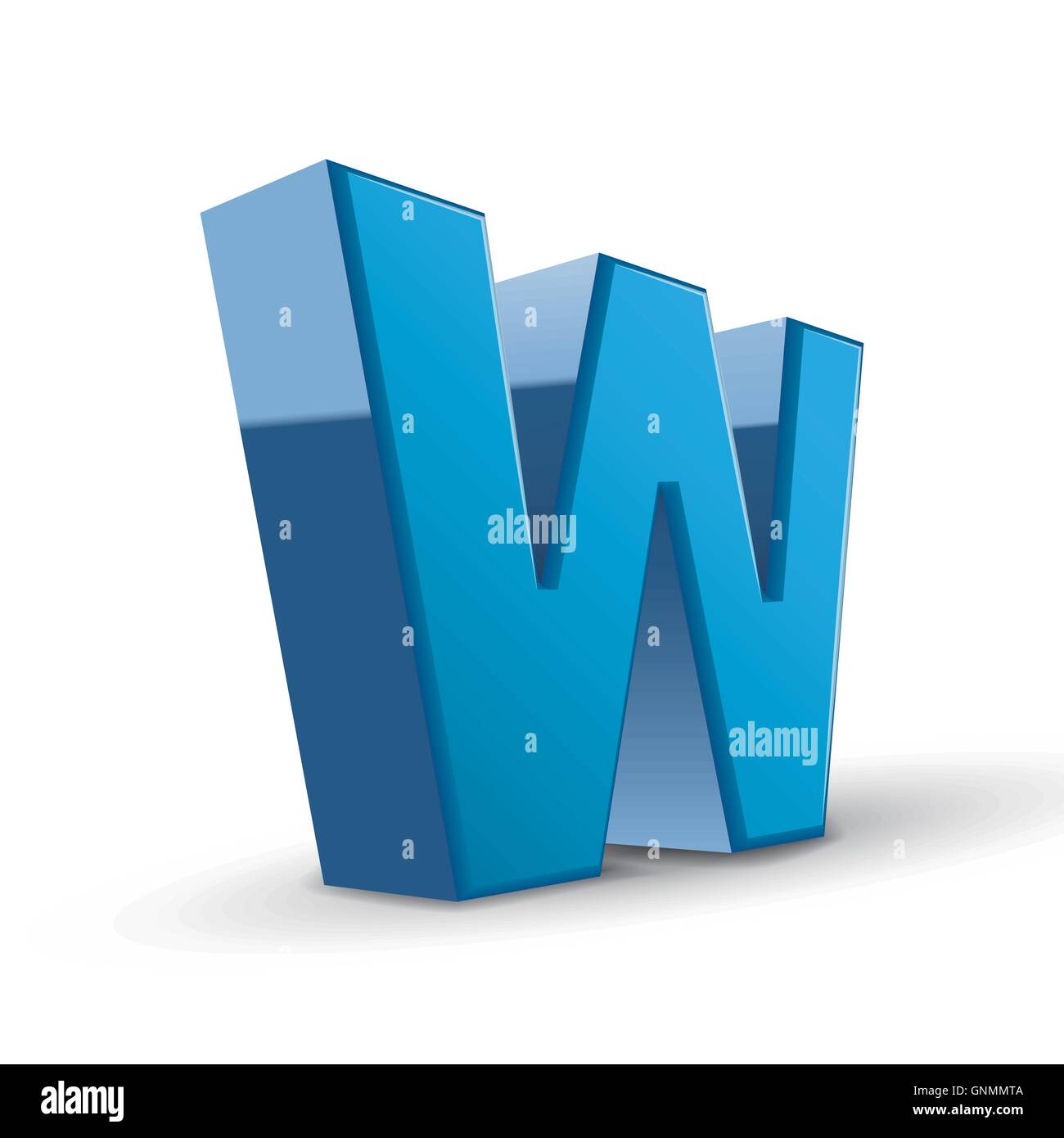 3D image blue letter W isolated on white background Stock Vector Image ...