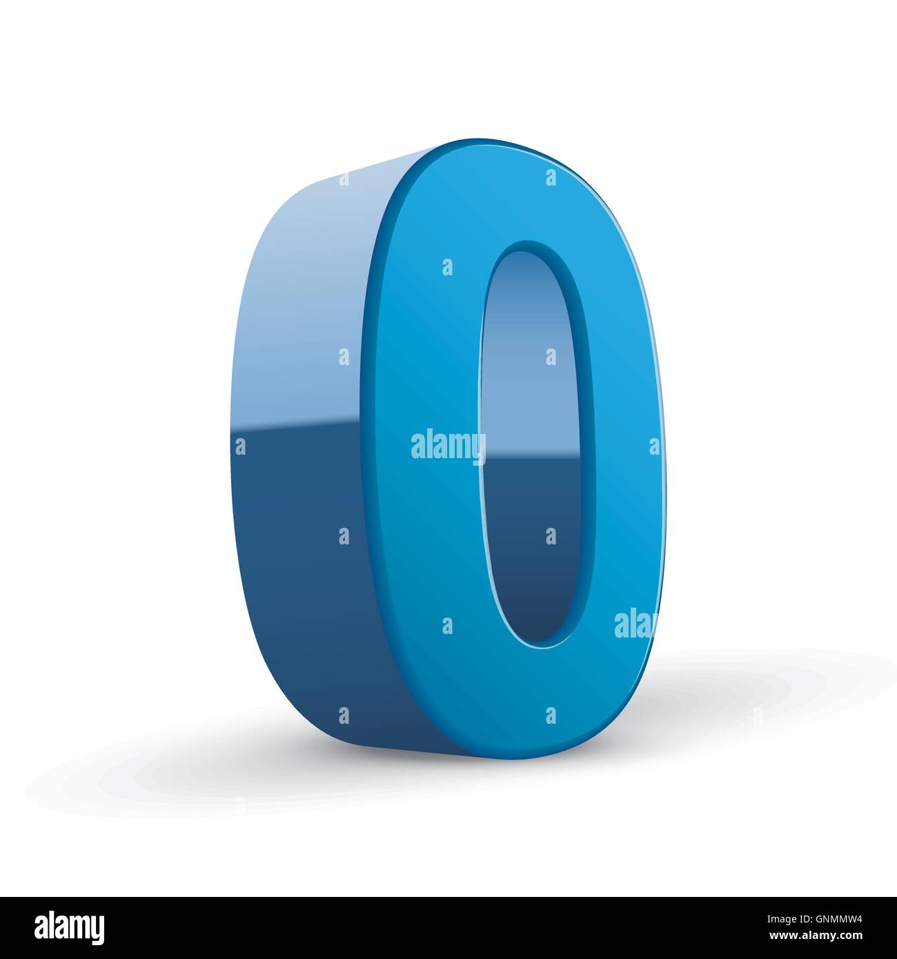 3D image shiny blue number 0 isolated on white background Stock Vector ...