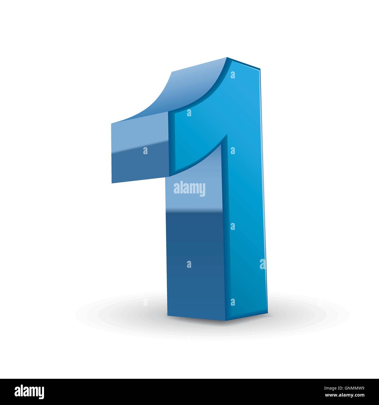 3D image shiny blue number 1 isolated on white background Stock Vector ...
