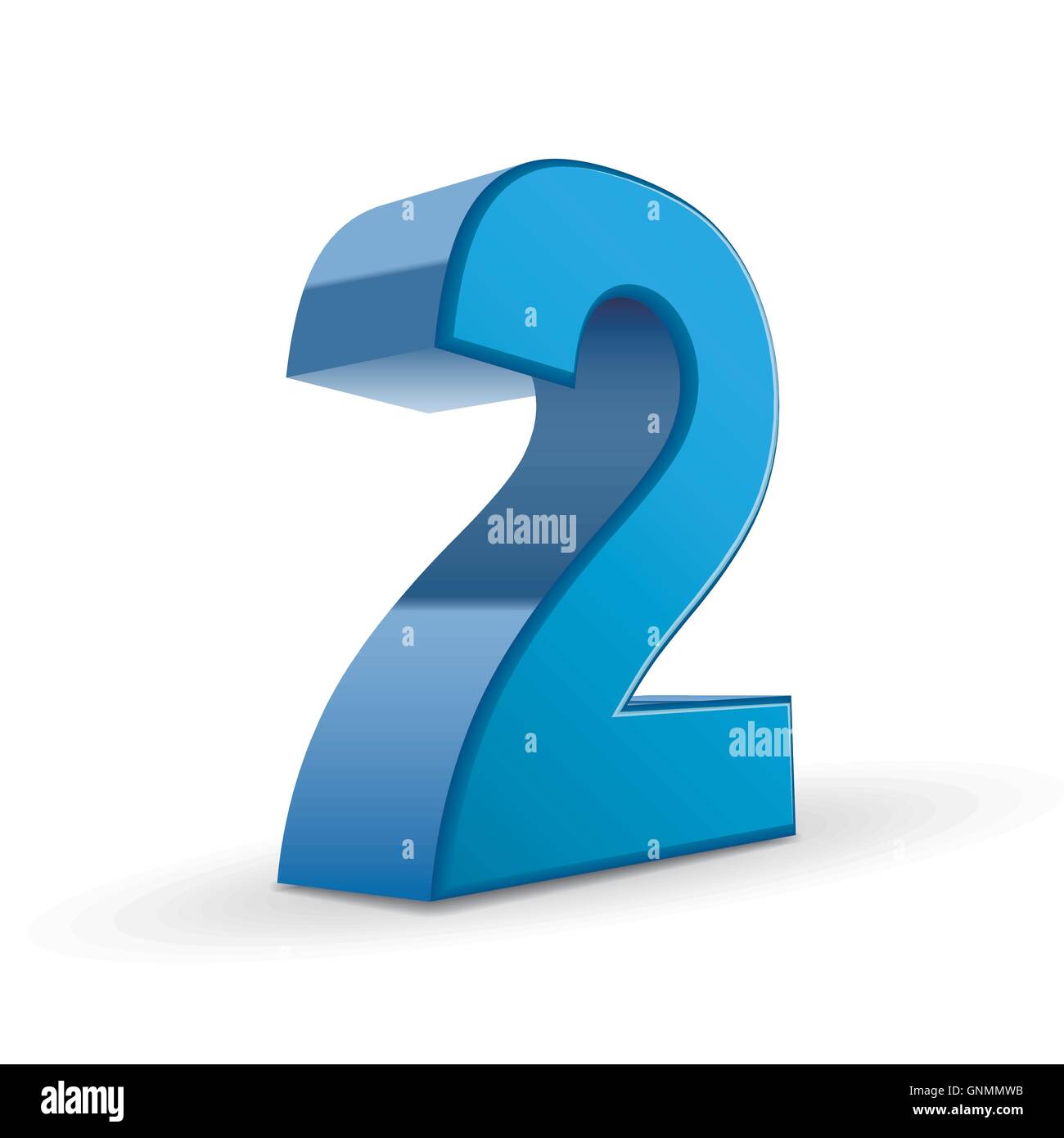 3D image shiny blue number 2 isolated on white background Stock Vector ...