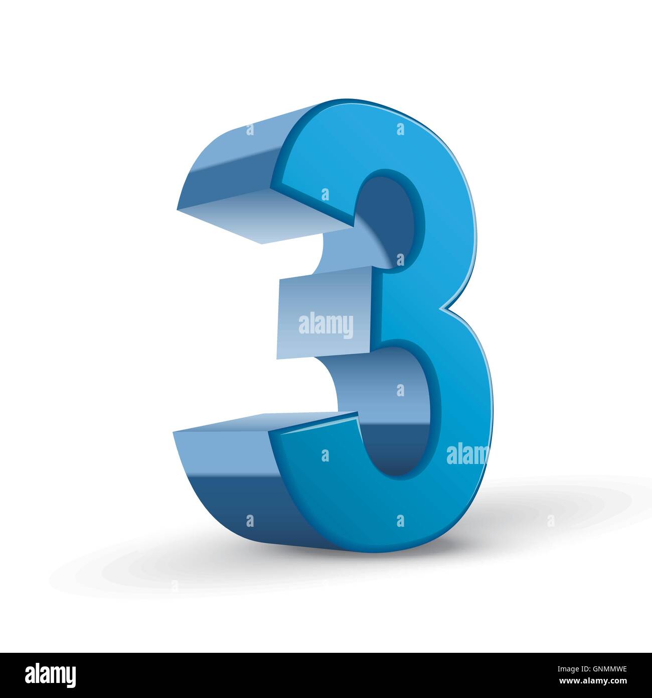 3D image shiny blue number 3 isolated on white background Stock Vector ...