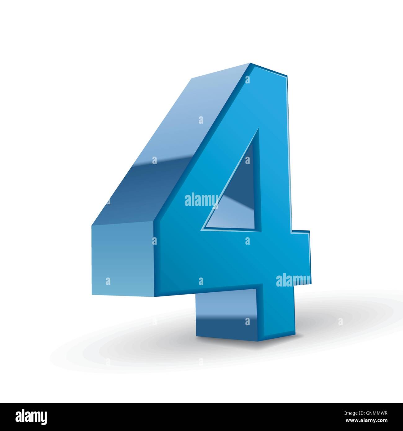 3D image shiny blue number 4 isolated on white background Stock Vector ...