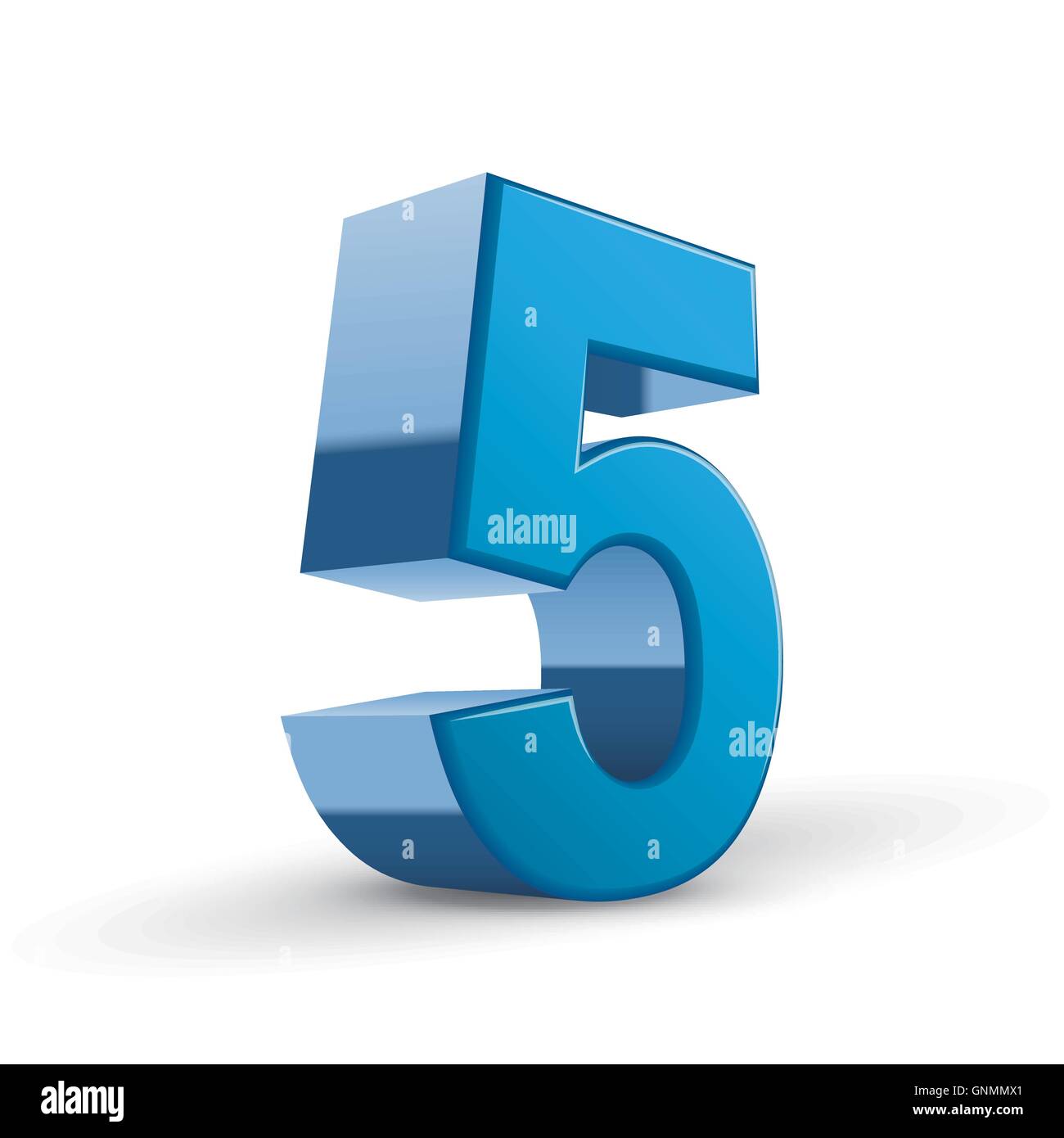 3D image shiny blue number 5 isolated on white background Stock Vector ...