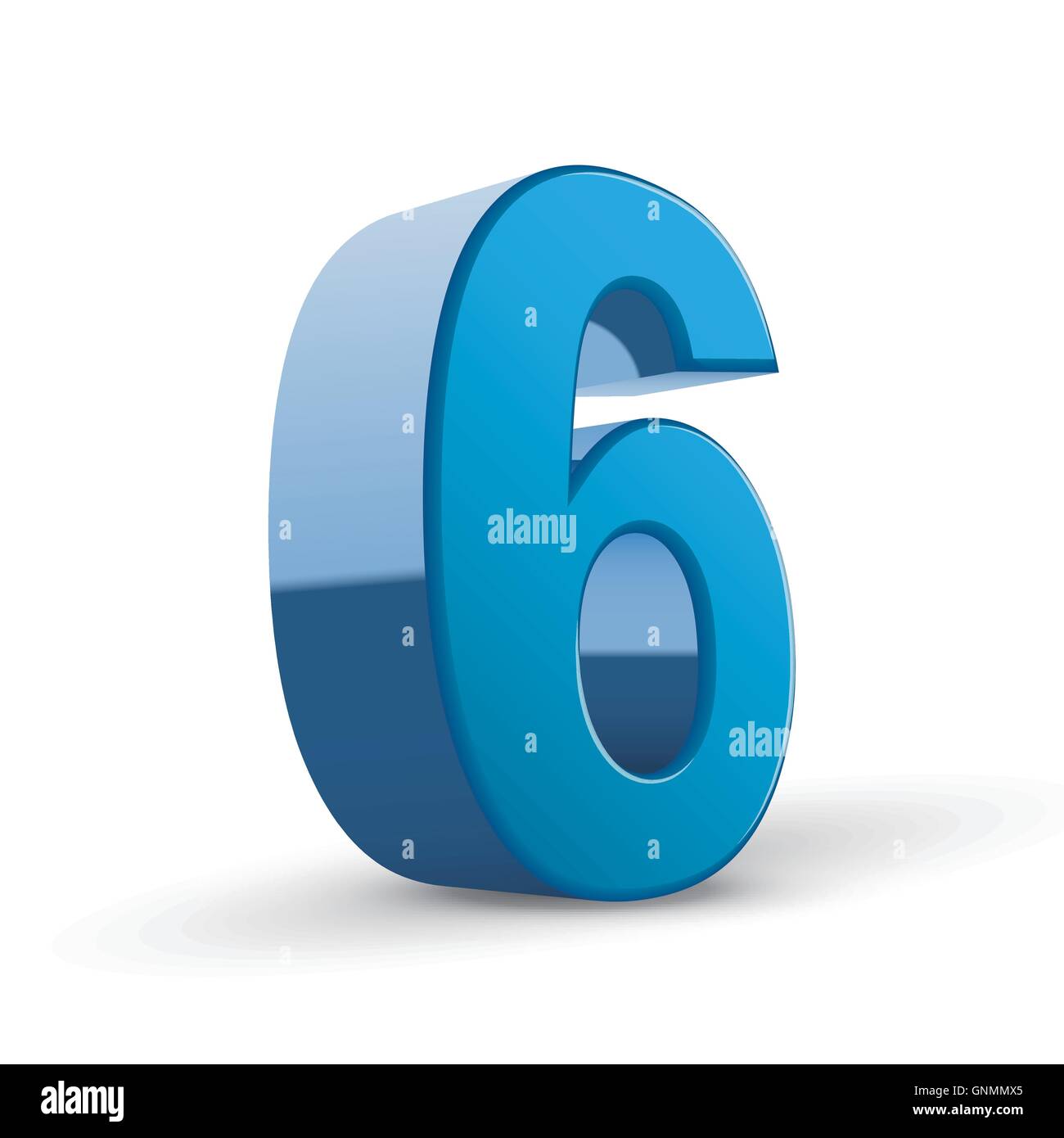 3D image shiny blue number 6 isolated on white background Stock Vector ...