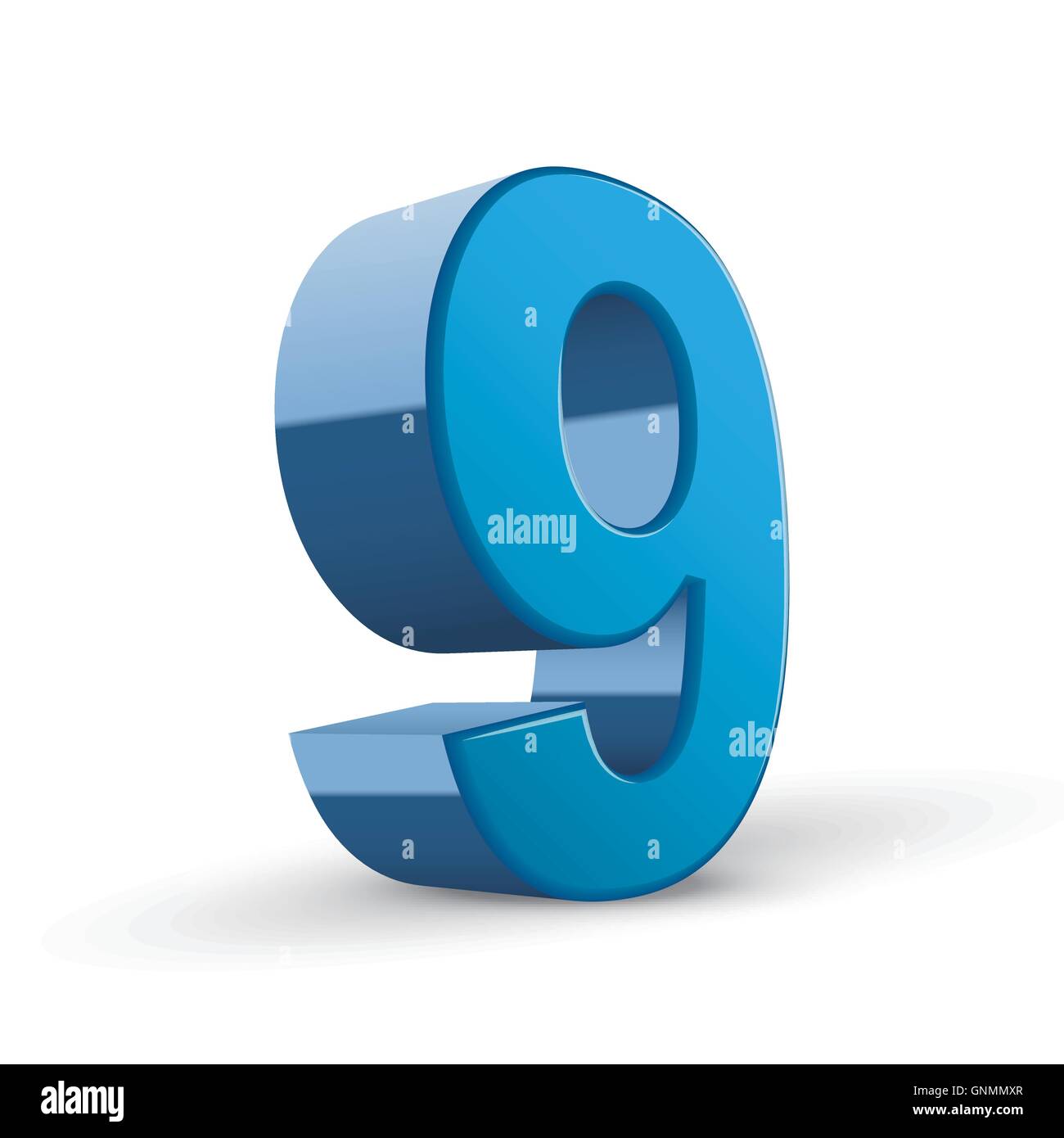 3D image shiny blue number 9 isolated on white background Stock Vector ...