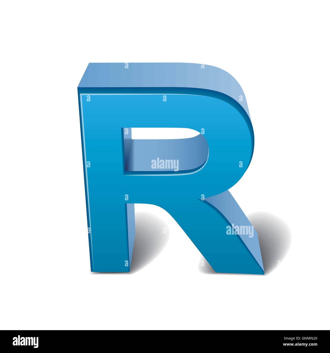3D image blue letter R isolated on white background Stock Vector Image ...