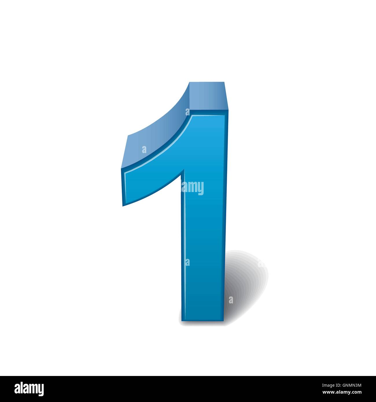 3D image shiny blue number 1 isolated on white background Stock Vector ...