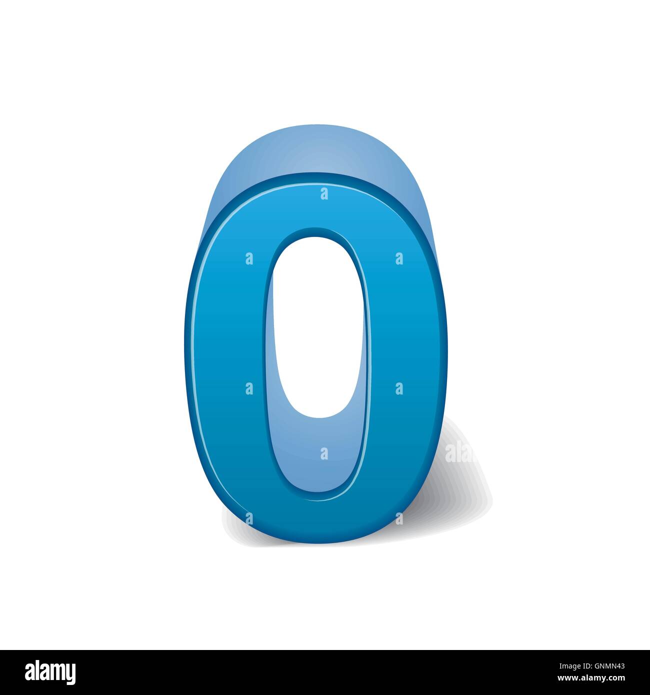 3D image shiny blue number 0 isolated on white background Stock Vector ...