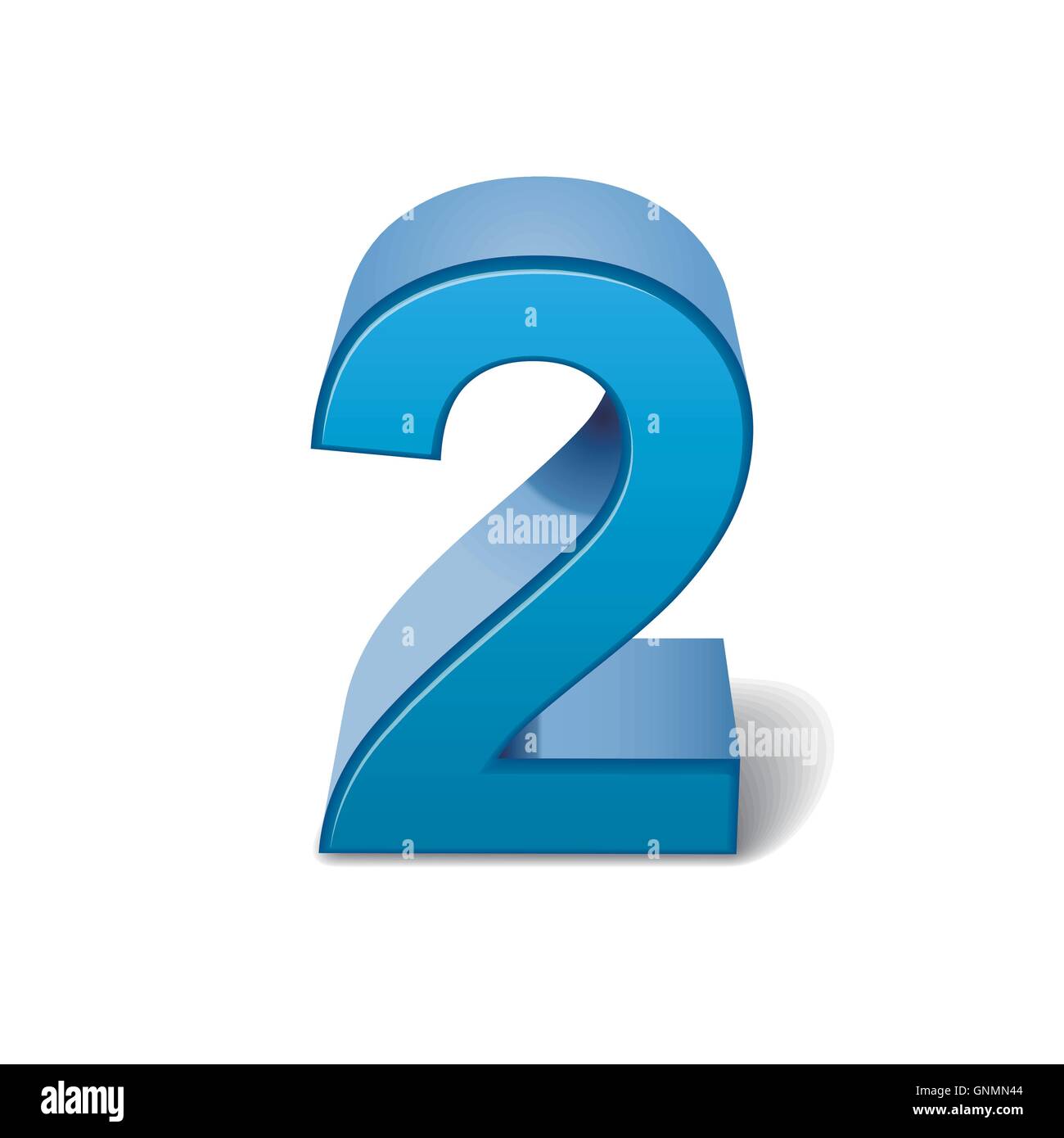 3D image shiny blue number 2 isolated on white background Stock Vector ...
