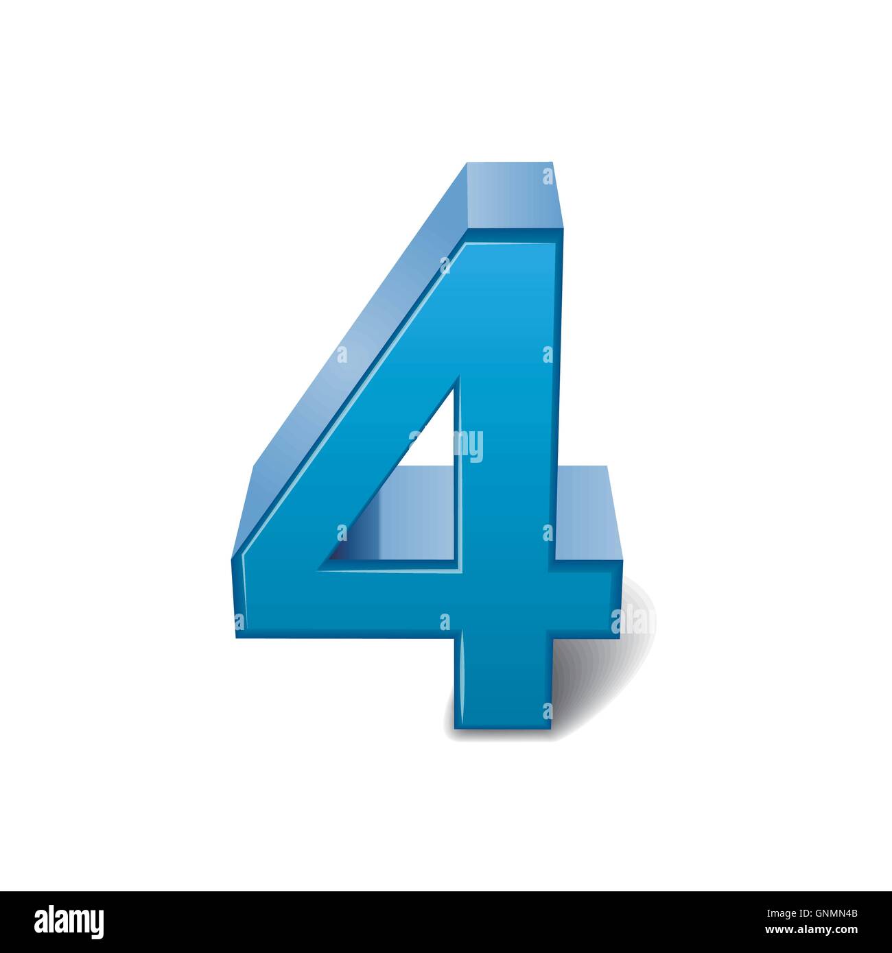 3D image shiny blue number 4 isolated on white background Stock Vector ...