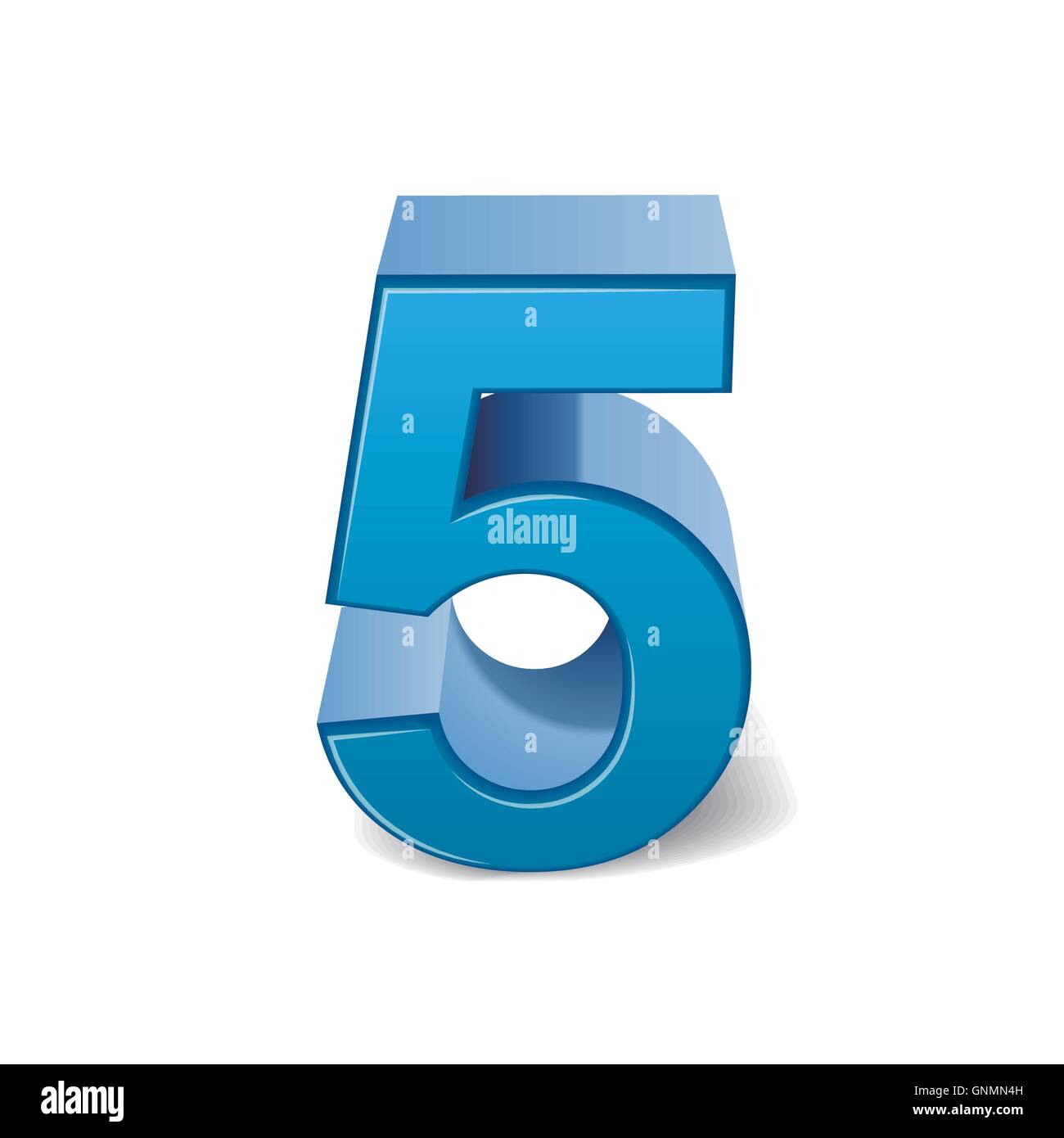 3D image shiny blue number 5 isolated on white background Stock Vector ...