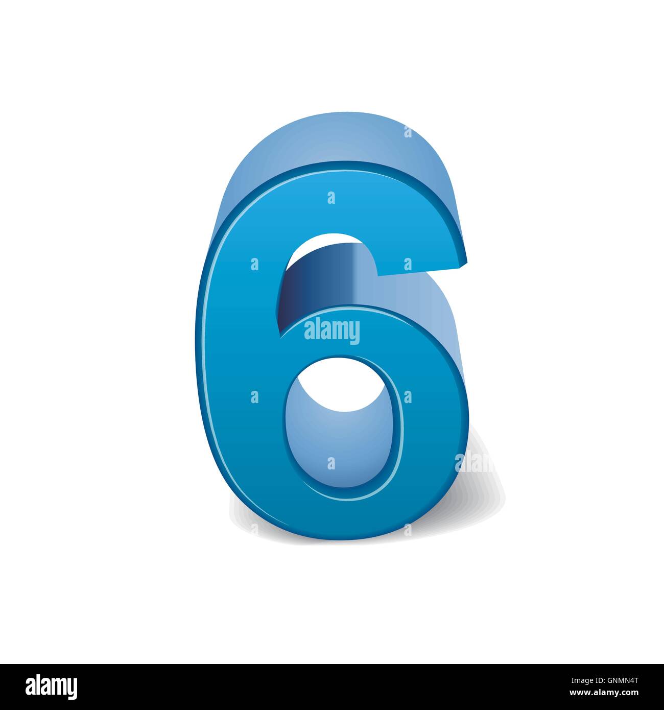 3D image shiny blue number 6 isolated on white background Stock Vector ...