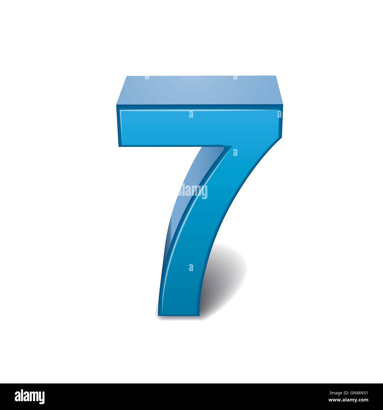 3D image shiny blue number 7 isolated on white background Stock Vector ...