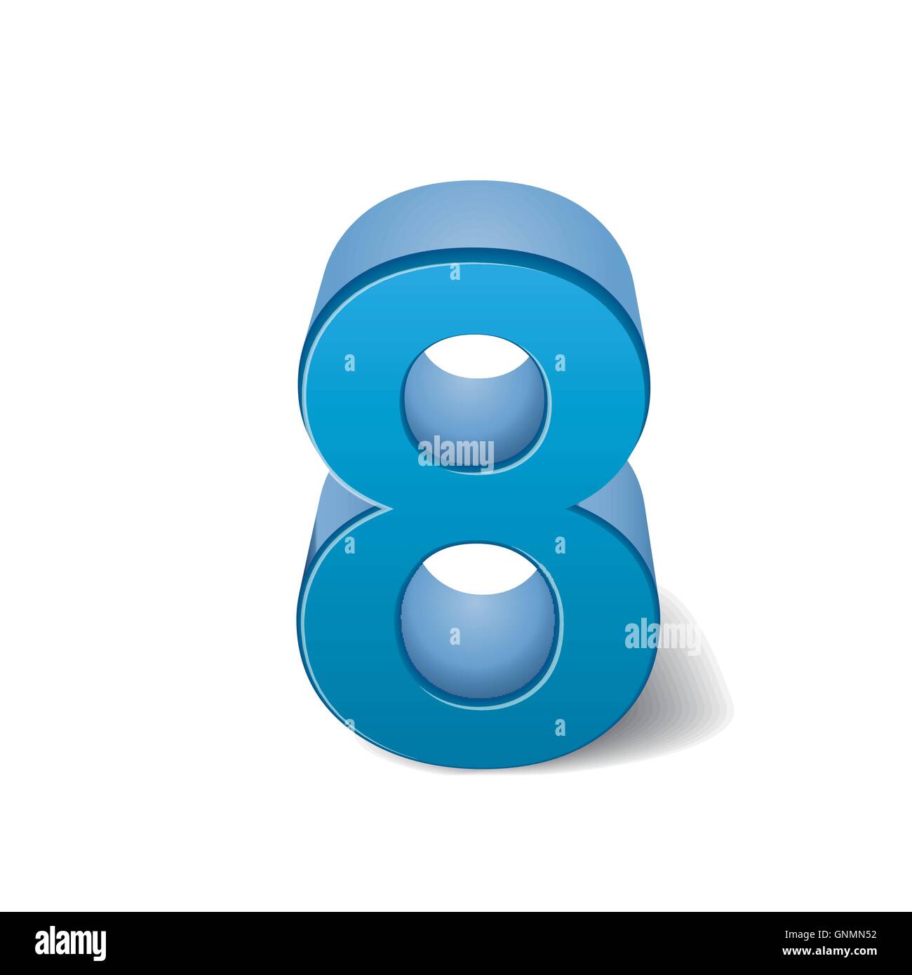 3D image shiny blue number 8 isolated on white background Stock Vector ...