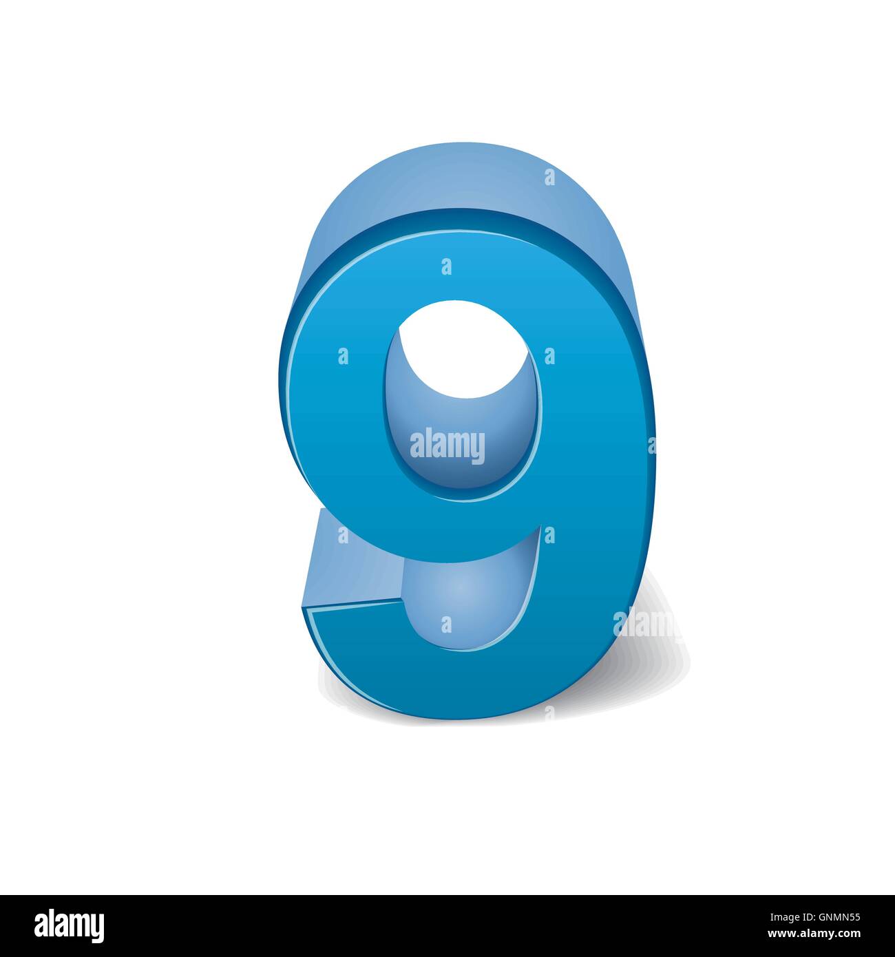 3D image shiny blue number 9 isolated on white background Stock Vector ...