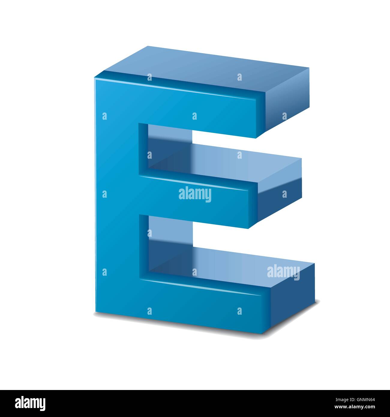 3D image blue letter E isolated on white background Stock Vector Image ...