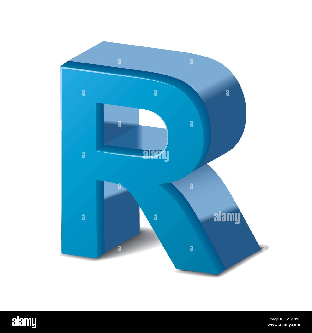 3D image blue letter R isolated on white background Stock Vector Image ...