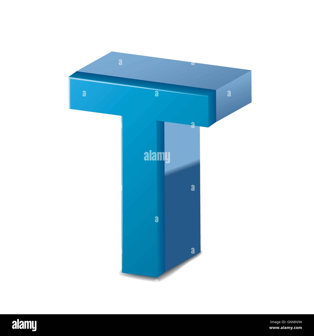 3D image blue letter T isolated on white background Stock Vector Image ...