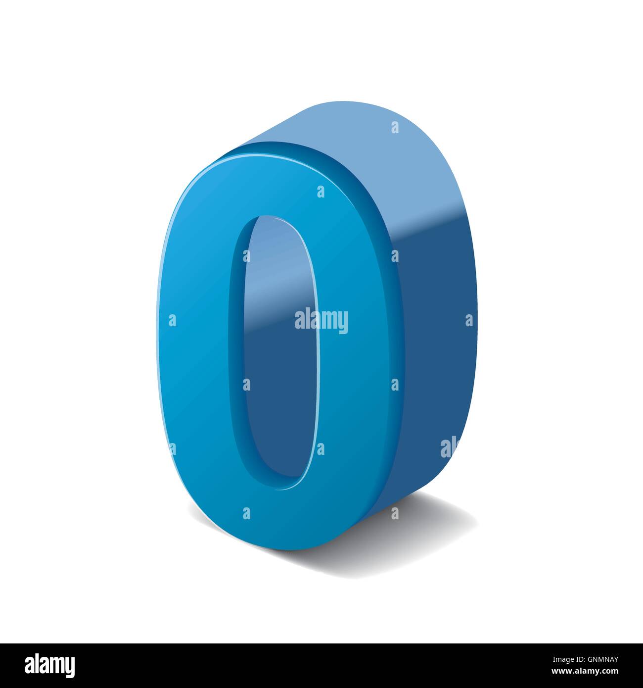 3D image shiny blue number 0 isolated on white background Stock Vector ...