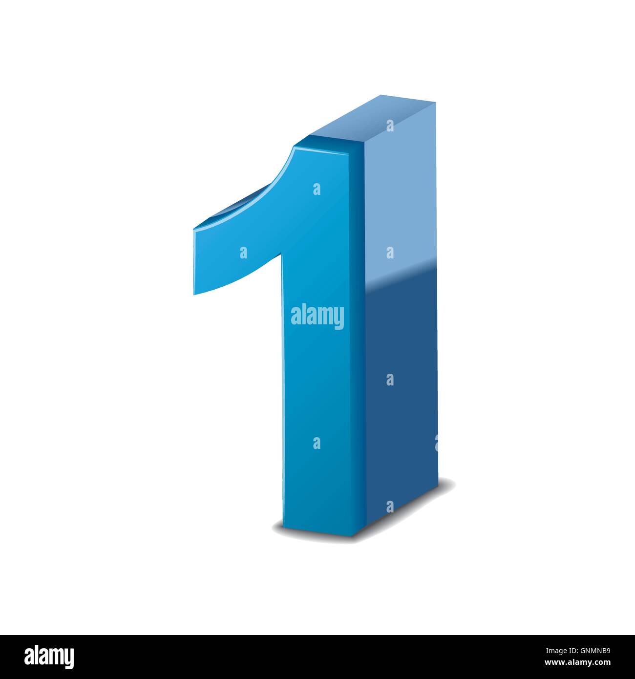 3D image shiny blue number 1 isolated on white background Stock Vector ...