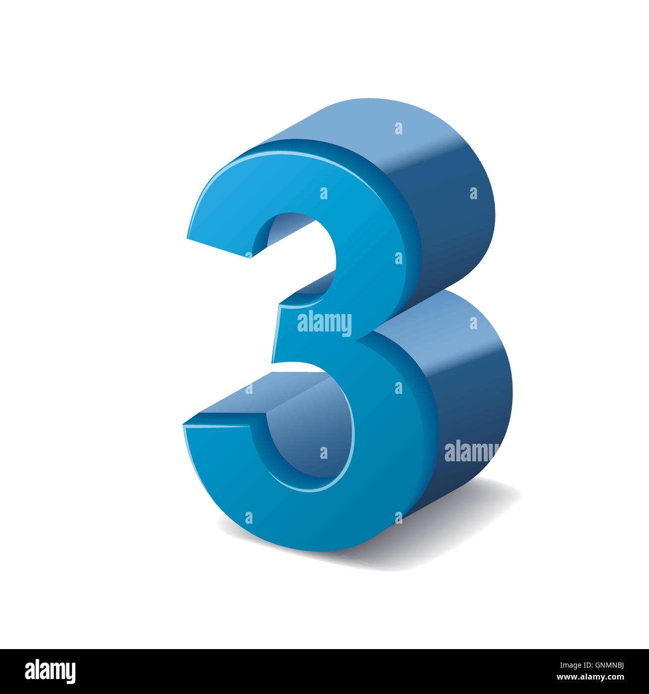 3D image shiny blue number 3 isolated on white background Stock Vector ...