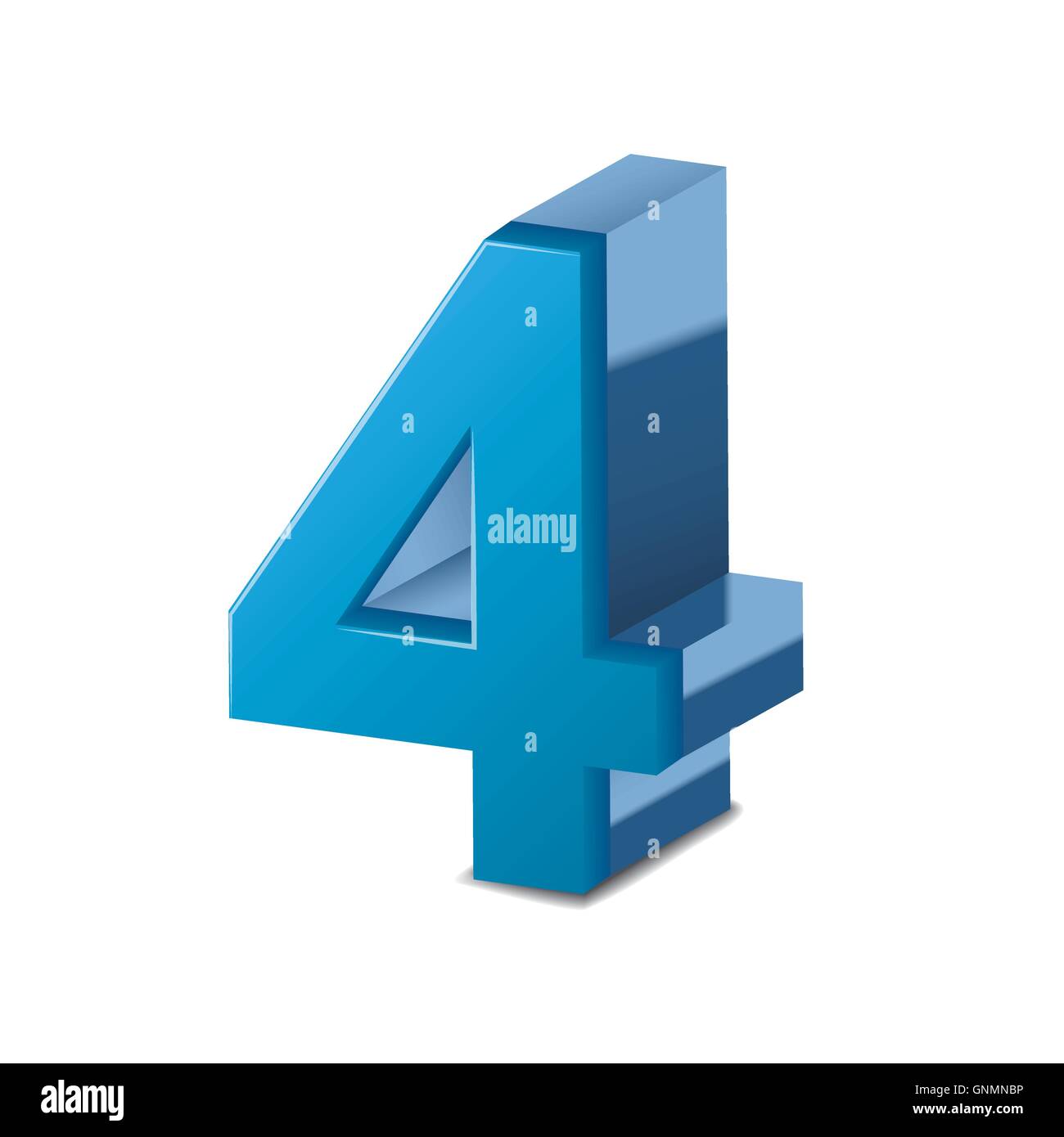 3D image shiny blue number 4 isolated on white background Stock Vector ...